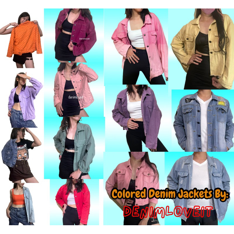 Colored Denim Jacket (DENIMLOVEIT) pink jacket orange jacket black ...