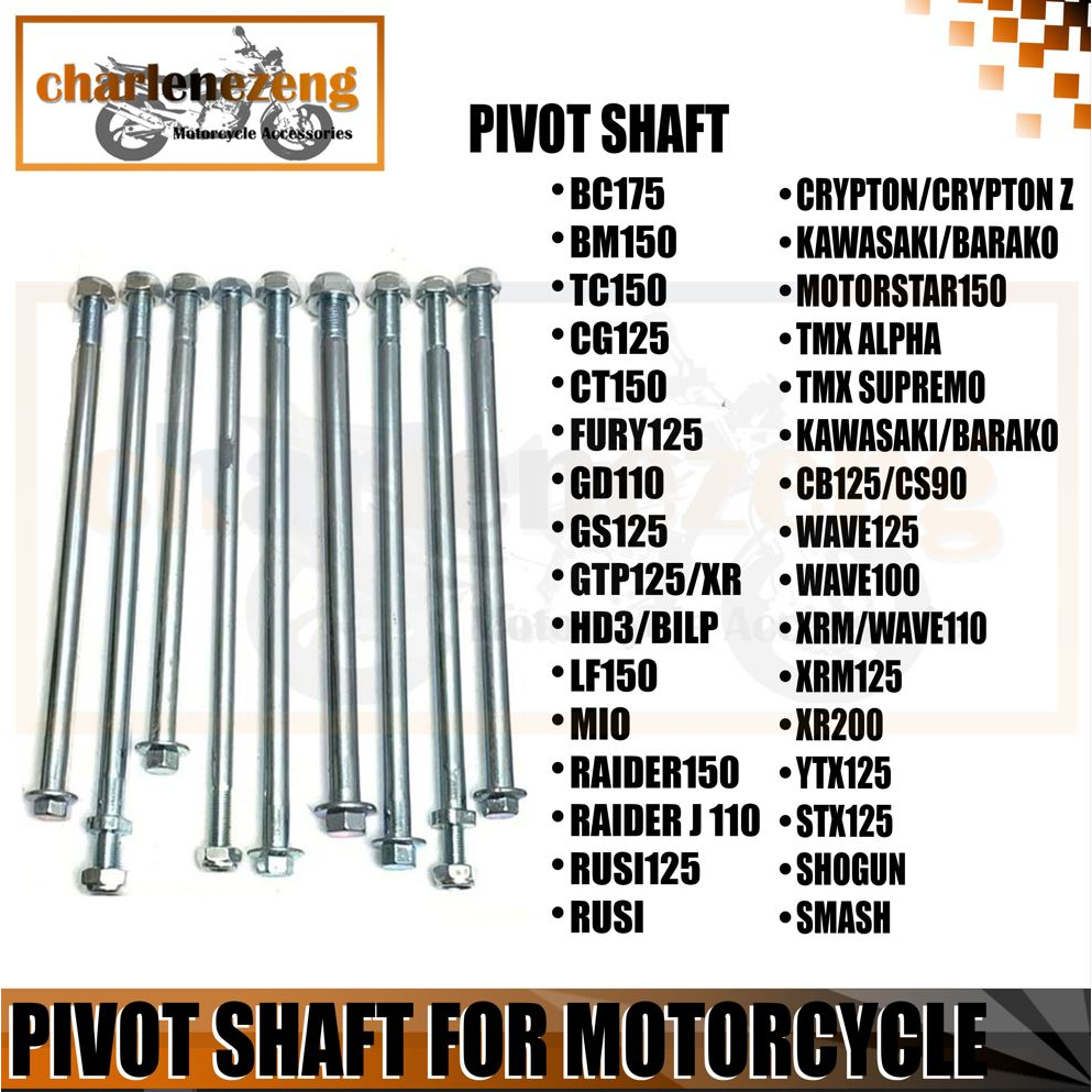 PIVOT SHAFT AXLE FOR XRM, TMX, GY6-125, RUSI,0, BC17, BM150,TC150 ...