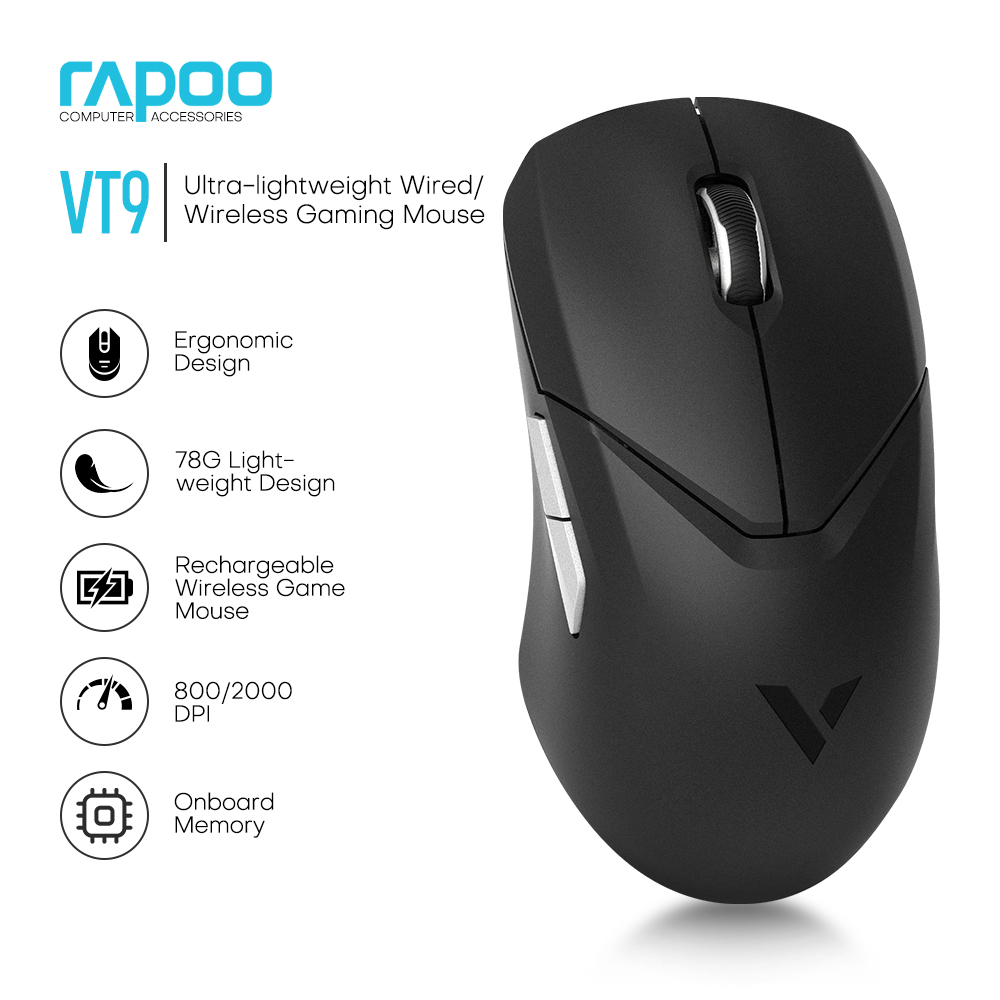 Rapoo VT9 78g PAW3399 20000DPI Gaming Wireless Mouse Wired 7-Keys Rechargeable | Shopee Philippines