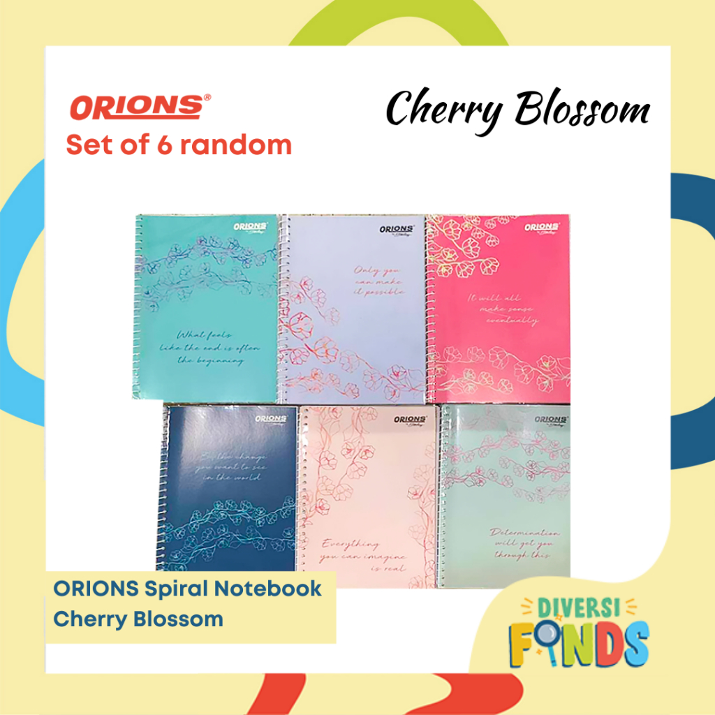 Orions Cherry Blossom Spiral Notebook W/Plastic Jacket - Set of 3, 6 ...