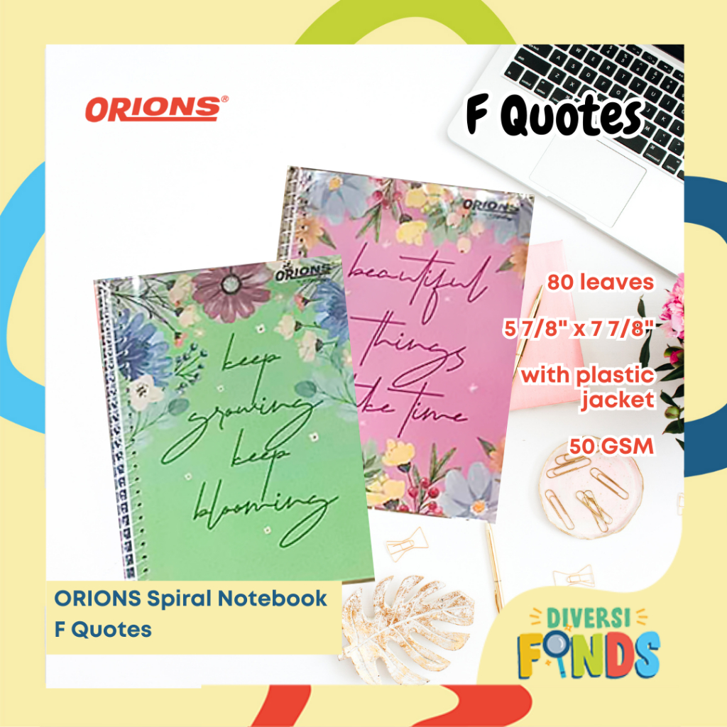 Orions F QUOTES Spiral Notebook W/Plastic Jacket 80lvs- Set of 3, 6, 10 ...