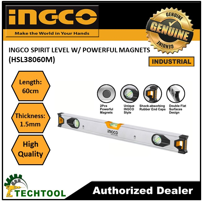INGCO SPIRIT LEVEL W/ POWERFUL MAGNETS 60cm (HSL38060M) | Shopee Philippines