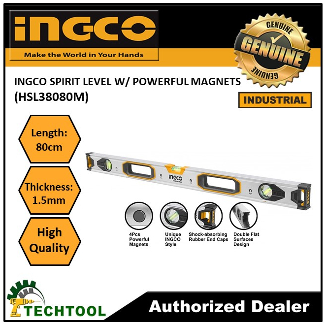 INGCO SPIRIT LEVEL W/ POWERFUL MAGNETS 80cm (HSL38080M) | Shopee ...