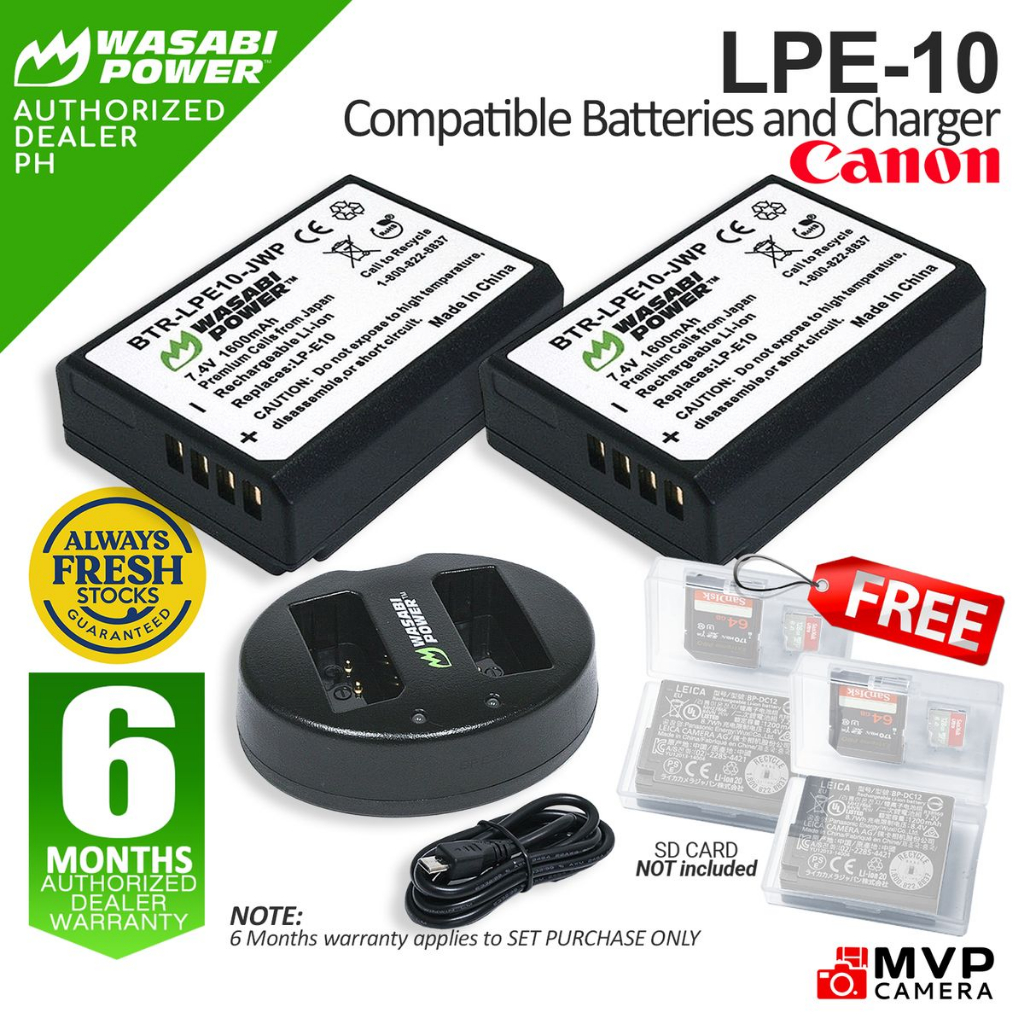 [AUTHORIZED PH] WASABI POWER CANON LPE10 LP-E10 Battery Charger Set ...