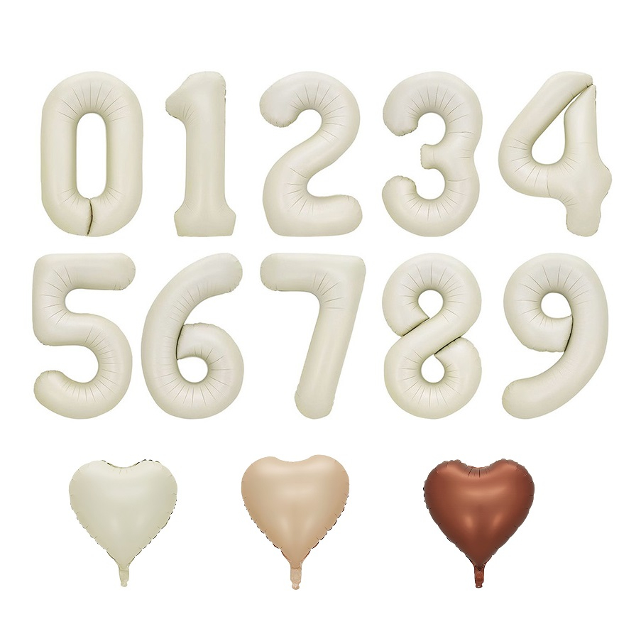 32inch Cream Color Number 0-9 Foil balloons wedding anniversary ...