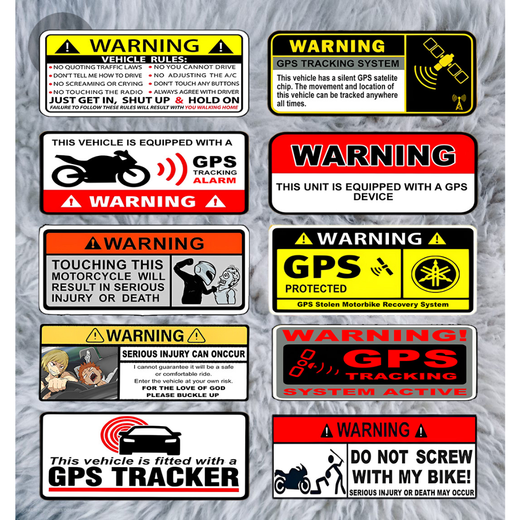 Warning Signs Vinyl Sticker Waterproof Car Bike Motorcycle Helmet ...