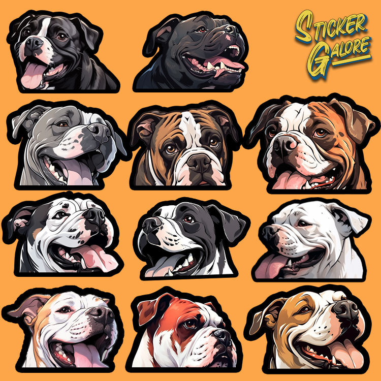 AMERICAN BULLDOG DOG PEEKER STICKERS (WATEPROOF AND SCRATCH PROOF ...