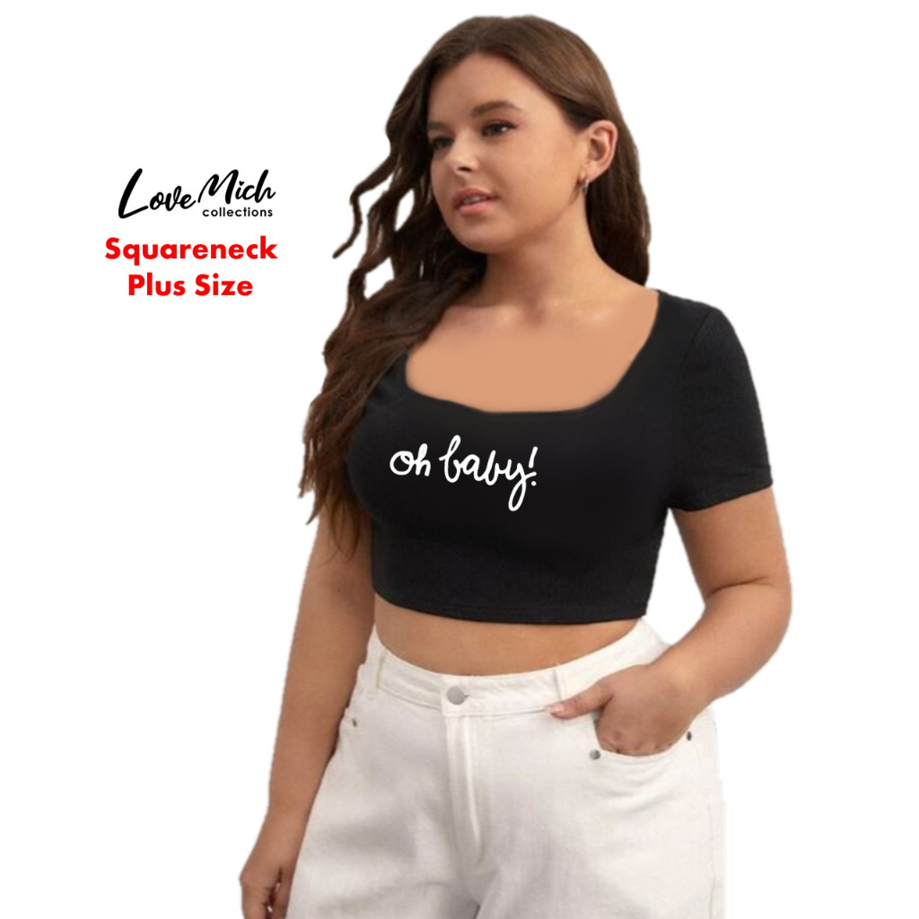 Plus Size Square neck Croptop Trending Design Black Minimalist Top ...