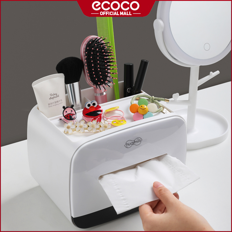 Tissue Holder for Table with Drawer and Storage Grids Tissue Box ...