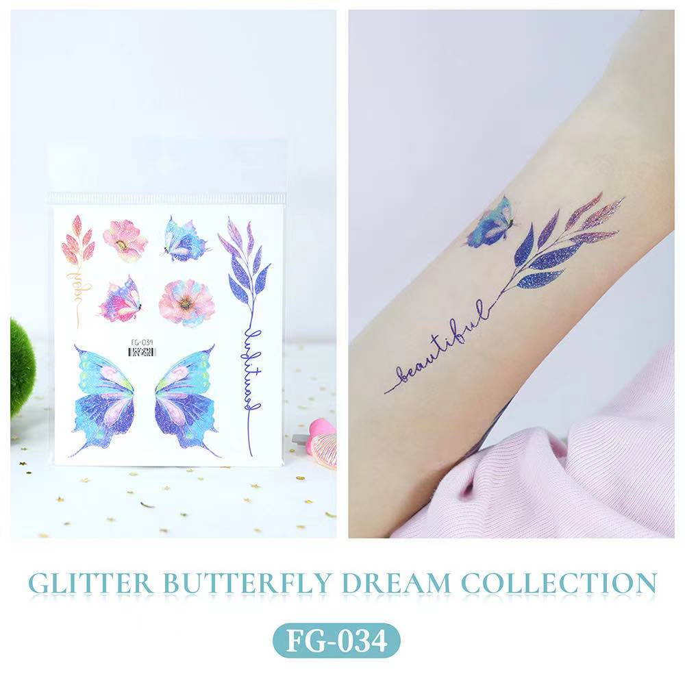 Butterfly Tattoo Sticker Gradient Butterfly Face Stickers Eye Makeup ...