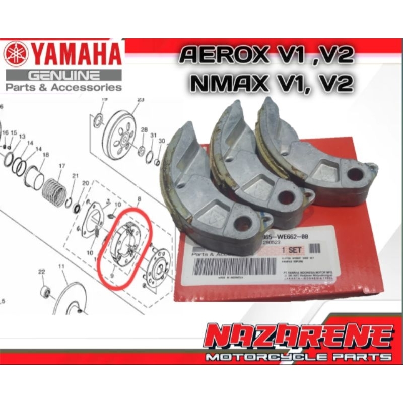 Clutch lining clutch weight shoe NMAX V ,V2 AEROX V1,V2 ( YGP ) | Shopee Philippines