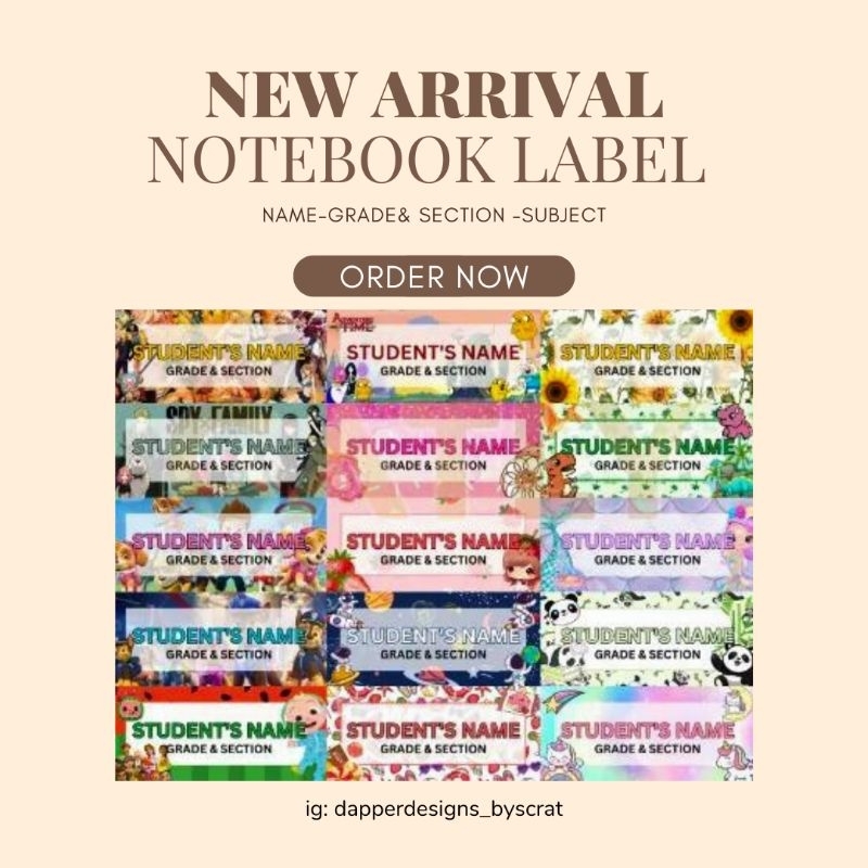 Notebook Labels Sticker|Subjects Label Sticker (Boys) {SEND THE DETAILS ...