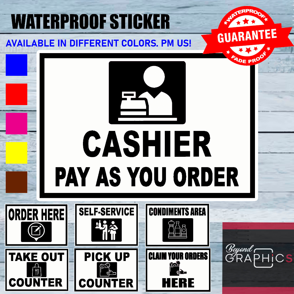 BG Cashier Order Here Sign Sticker PVC Sintra Board l Waterproof ...