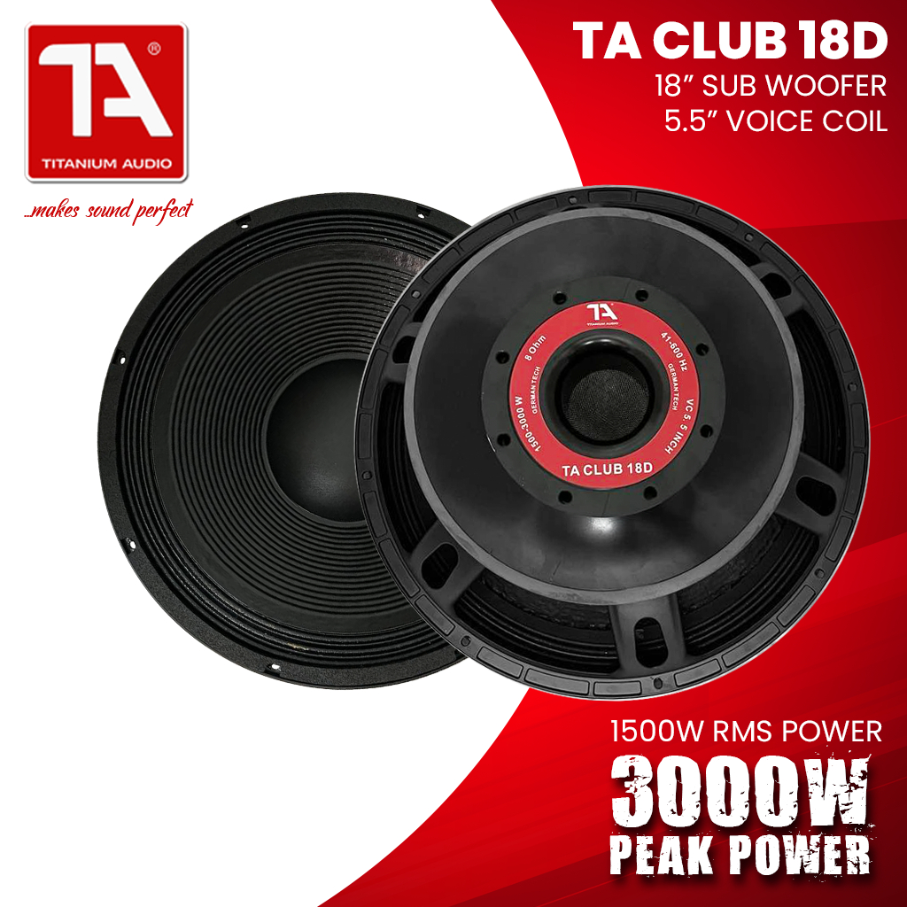 Titanium Audio Club 18D / 1500-3000W Power / Subwoofer Speaker / 18 ...