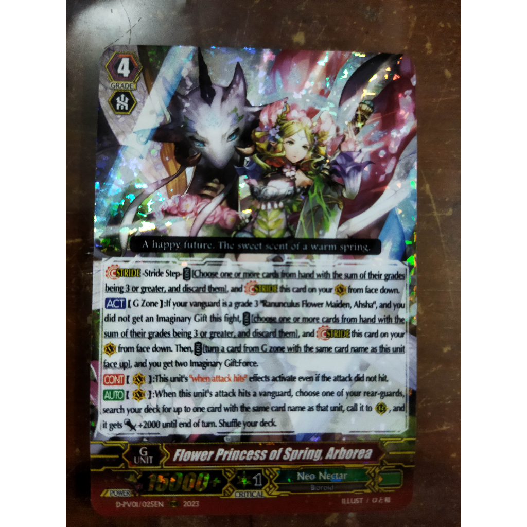 CFV Flower Princess of Spring, Arborea D-PV01/025EN G-TD03/001EN Cardfight Vanguard Neo Nectar ...