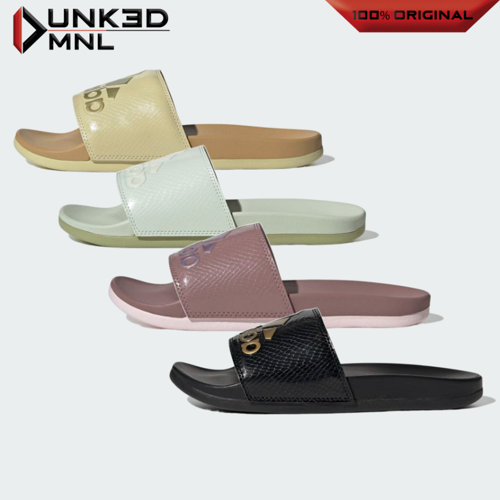 100% Original Adilette Comfort Slides"Sandy Beige/Linen Green/Matt ...