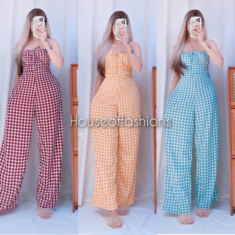 ISLA HOUNDSTOOTH STRING JUMPSUIT FIT LARGE TO XL BODY BY ...