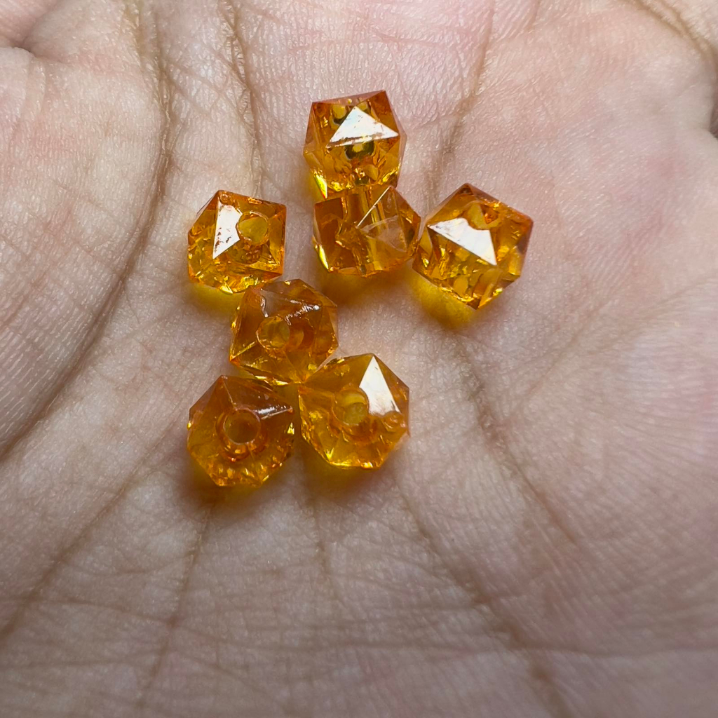 100Pcs Cube Beads 6mm Orange Color Clear Faceted bead Charm Accessories ...