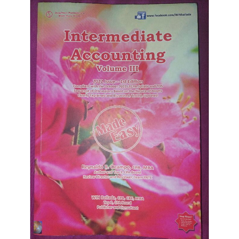 Intermediate Accounting Volume 3 2022 Issue 1st Edition Reynaldo Ocampo ...