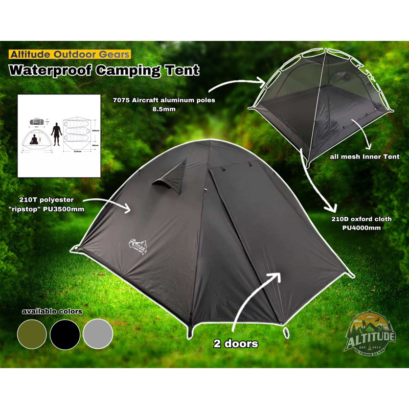 Altitude Outdoor Gears 3-Person waterproof camping Tent + groundsheet ...