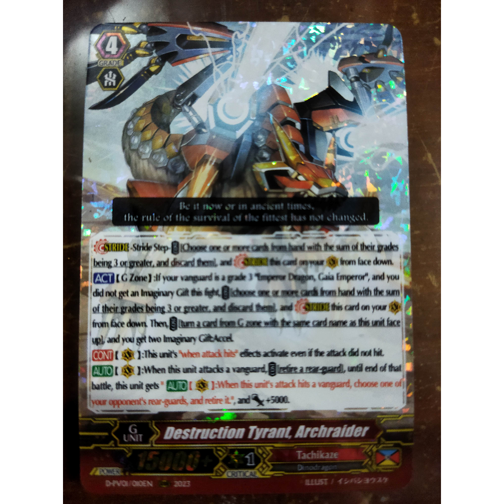 CFV Destruction Tyrant, Archraider D-PV01/010EN G-FC01/033EN RRR Tachikaze Stride | Shopee ...