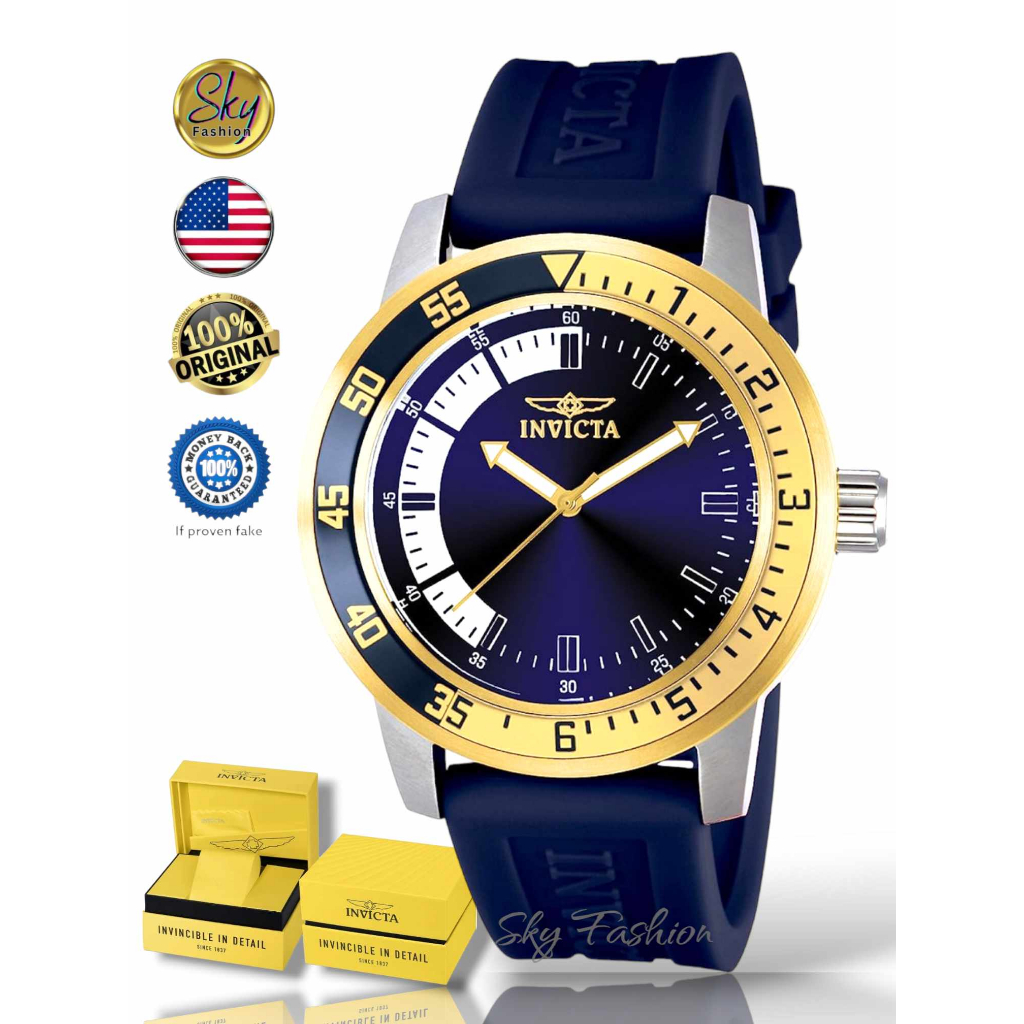 Original Invicta Men's Silicone Band Watch with buckle clasp, Stainless ...