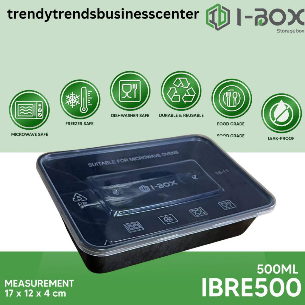 [10 PCS] IBOX RE500/ 500ML RECTANGULAR SERIES BLACK CONTAINER FOOD ...
