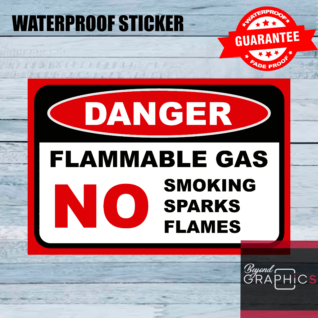 BG Safety Signage : Flammable Gas / LPG / Sign waterproof Sticker ...