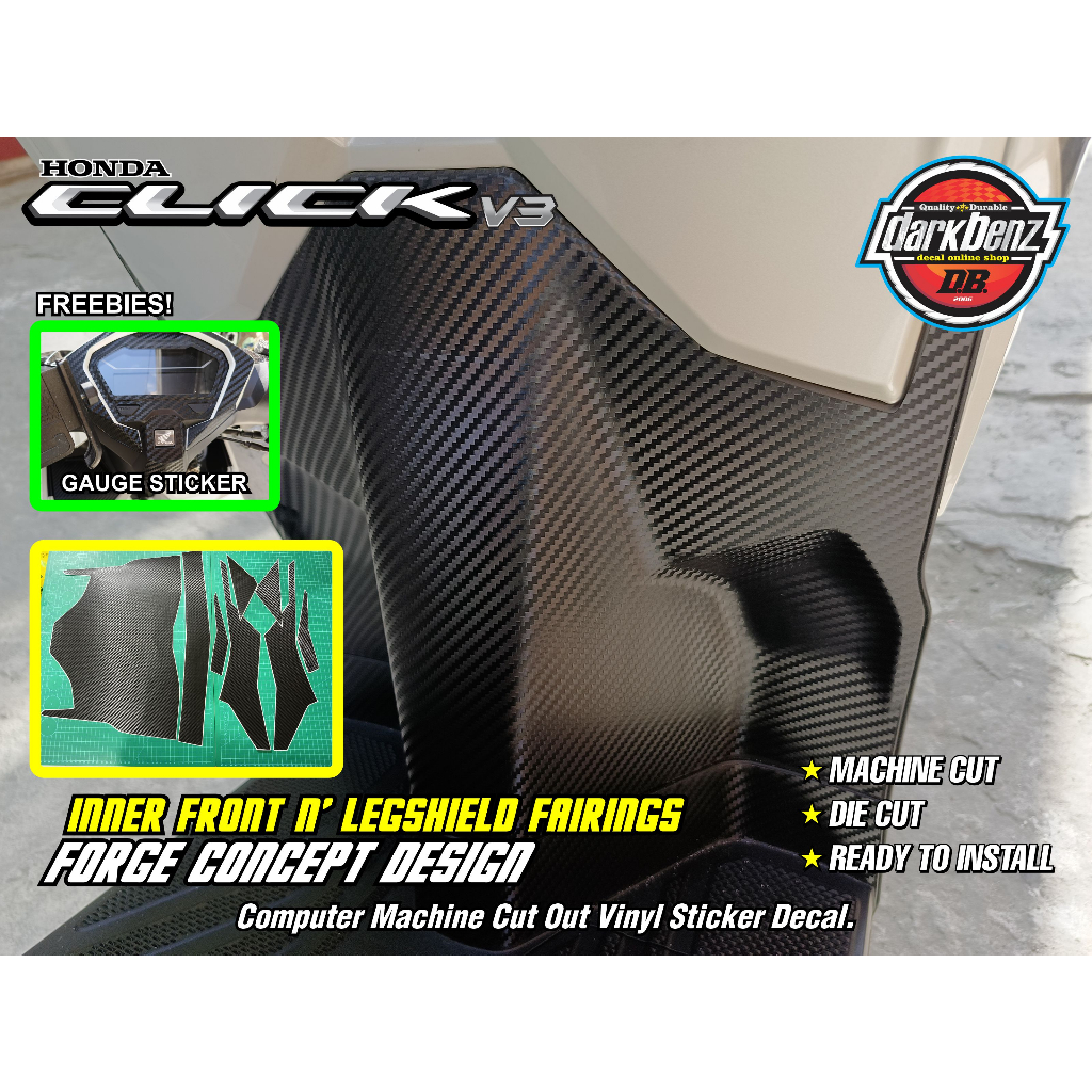 Honda Click Version 3 New Black 3D Matte Carbon Fiber Sticker Decal ...