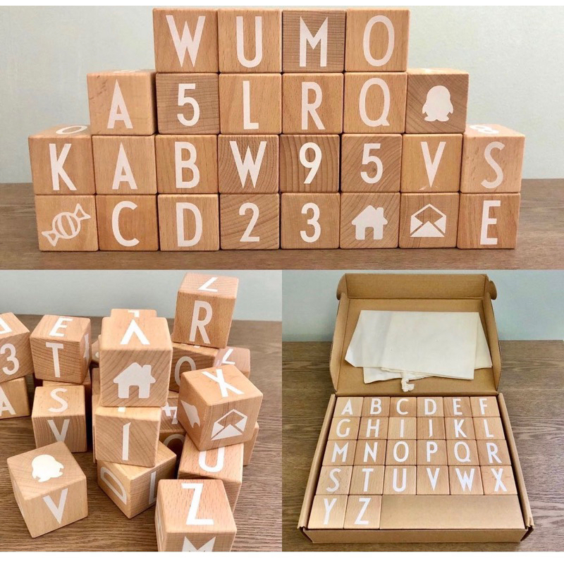 26pcs Wood Alphabet Blocks Stacking Montessori Educational Wooden Toys ...