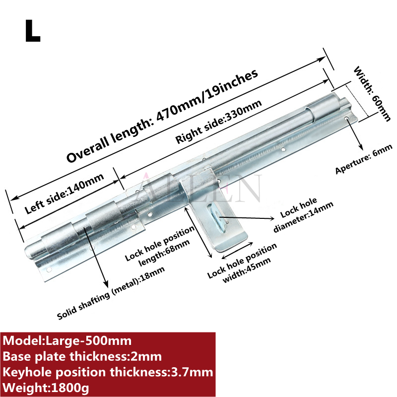 Heavy Duty Barrel Bolts Latch,18mm Solid Steel Shafting For Warehouse ...