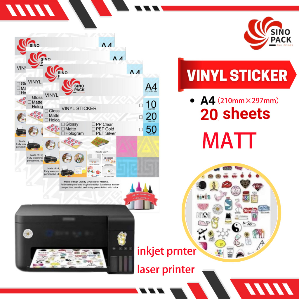 50100 Pcs A4 Sticker Paper Glossymatte Printable Sticker Inkjet Shopee Philippines