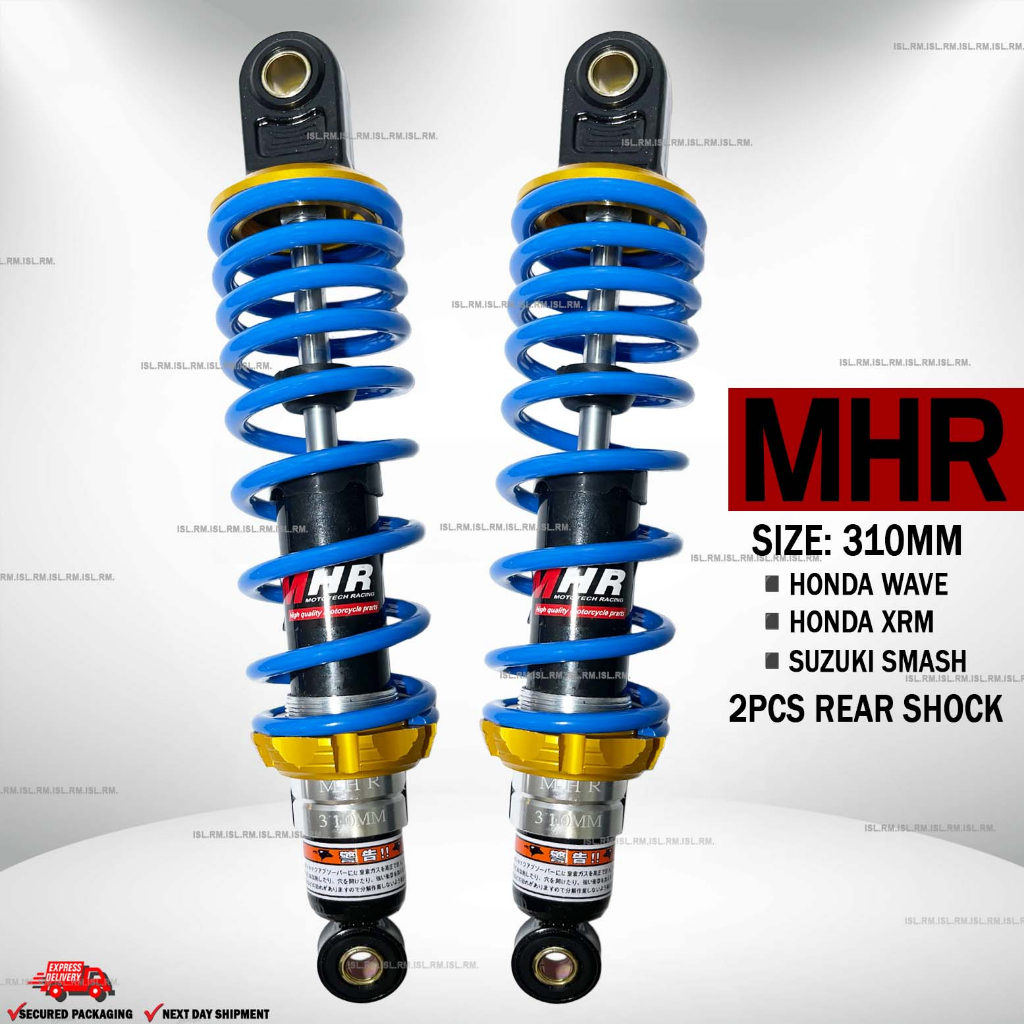 Honda Wave XRM Suzuki Smash Rear Shock Absorbers 310mm MHR Brand Blue ...