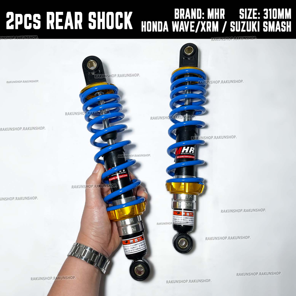 Honda Wave XRM Suzuki Smash Rear Shock Absorbers 310mm MHR Brand Blue ...