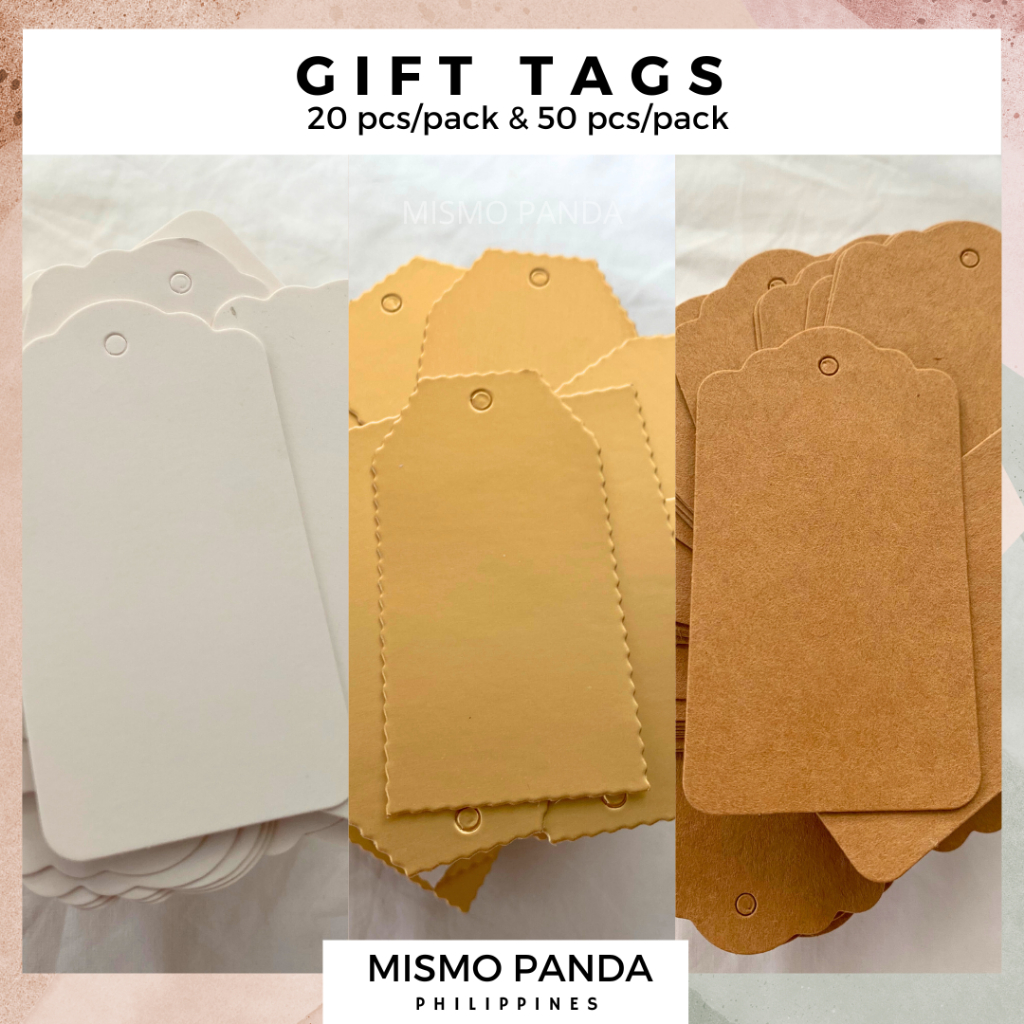 150-185 gsm (4x8.5cm) Gift Tags Hang Tags Kraft White Gold Tag Blank ...