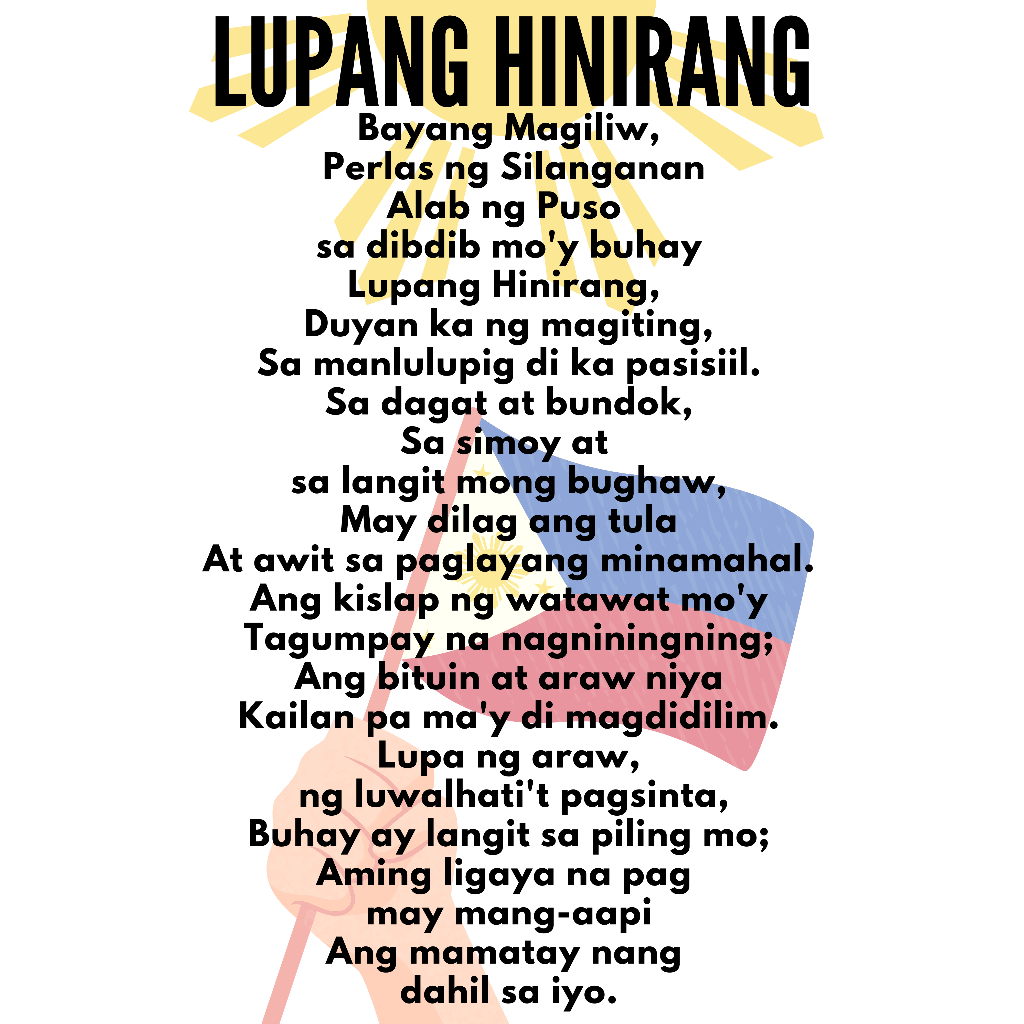 Lupang Hinirang, Panatang Makabayan, Filipino / Tagalog Charts | Shopee ...