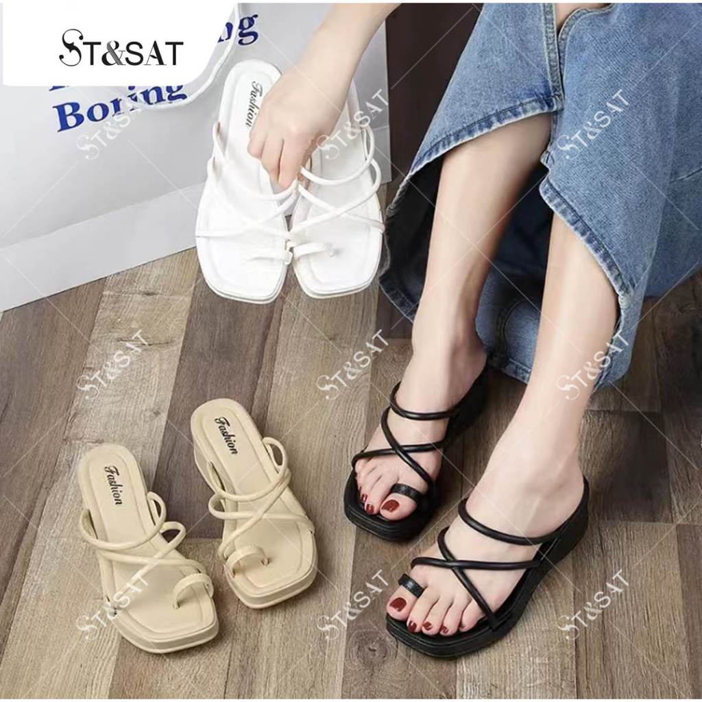 ST&SAT New fashion Summer Toe Strap Casual Sandals for Women | Shopee ...