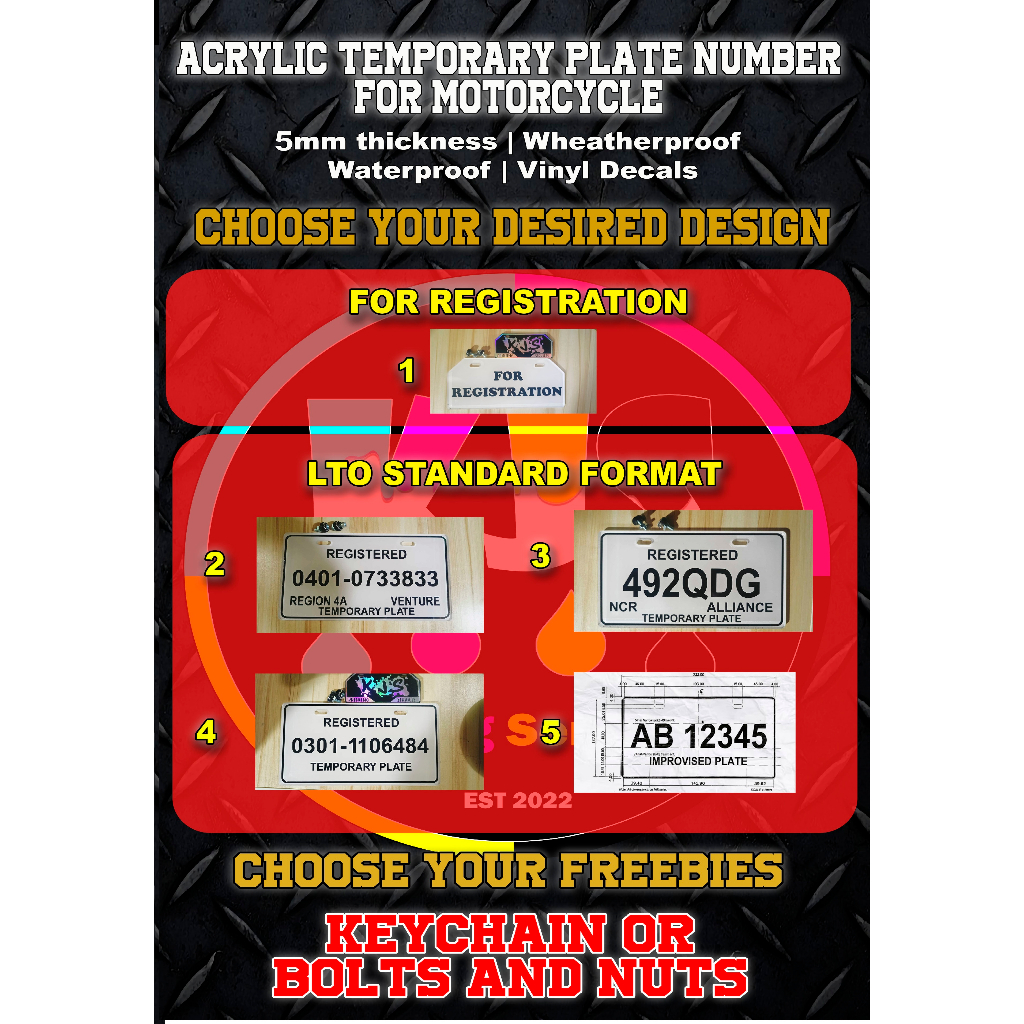 Acrylic conduction temporary plate number for Motorcycle NEW LTO ...