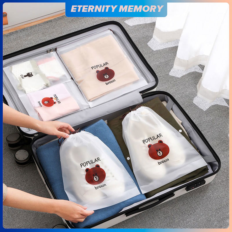 Cute Brown Bear Storage Bag Waterproof Frosted Bear Gift Packaging Bag ...