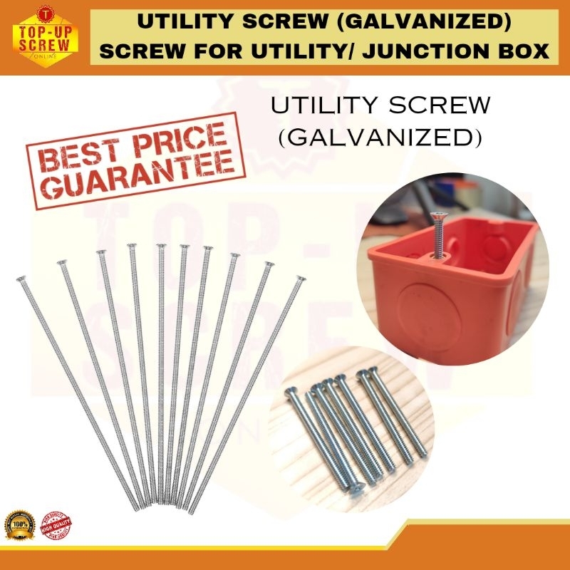 [50PCS] Utility Screw (Galvanized) Screw for Utility Box & Junction Box ...