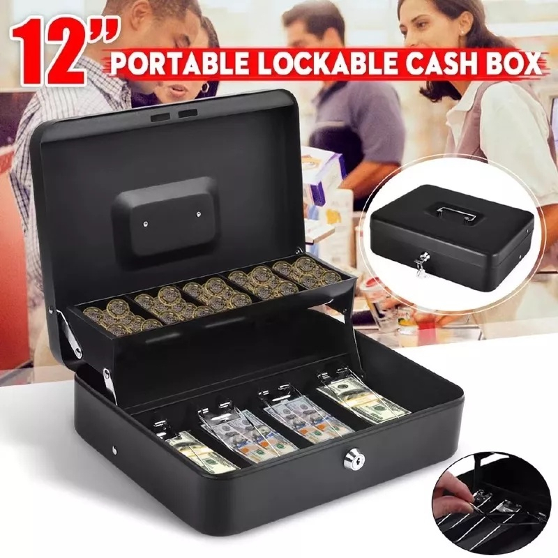 Portable Steel Market Cash Box Money Coins Organizer Store Secret Safe ...