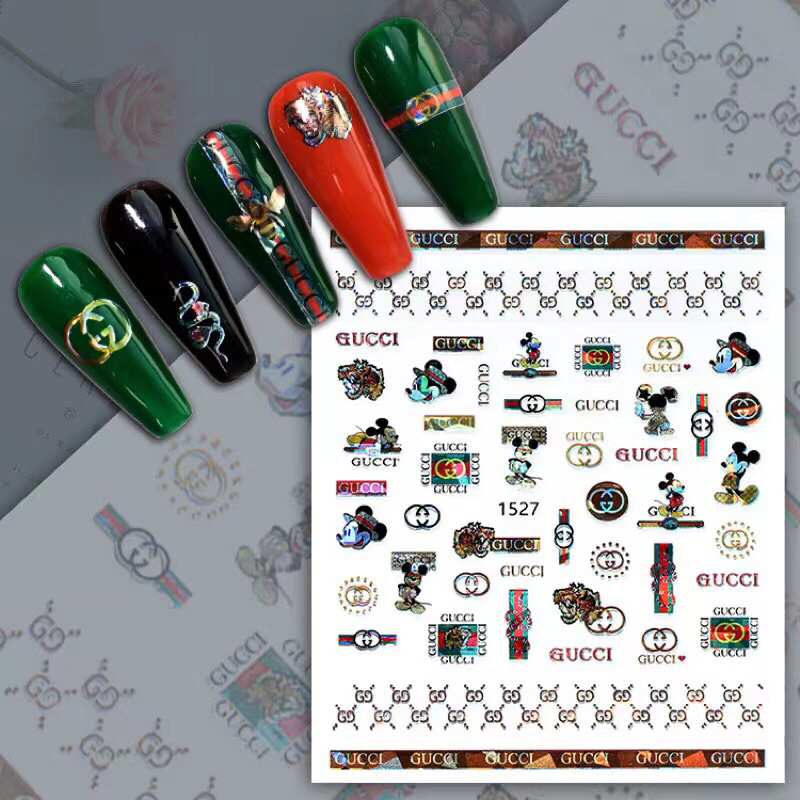 LUXURY Brand Logo Nail Sticker Back Glue Self Adhesive DIY Decals Foil ...