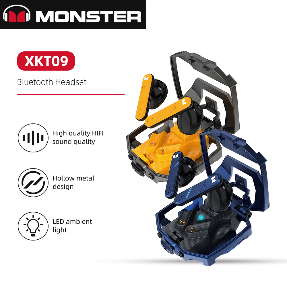 Monster XKT09 Wireless Bluetooth 5.2 Gaming Earphones TWS Bass HIFI ...