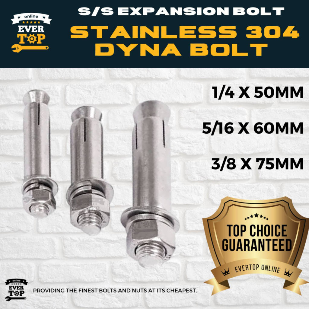 1/4" 5/16" 3/8" Stainless 304 Dyna Bolt SS Expansion Bolt Anchor Bolt ...