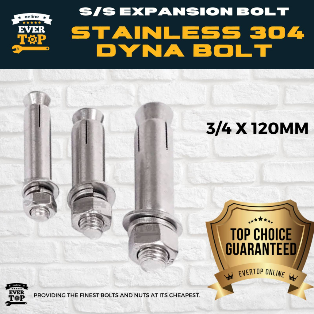 3/4 X 120MM Stainless 304 Dyna Bolt SS Expansion Bolt Anchor Bolt sold ...