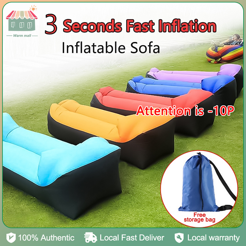 Inflatable Banana Bed With Pillow Folding Sofa Beach Air Bed Portable ...