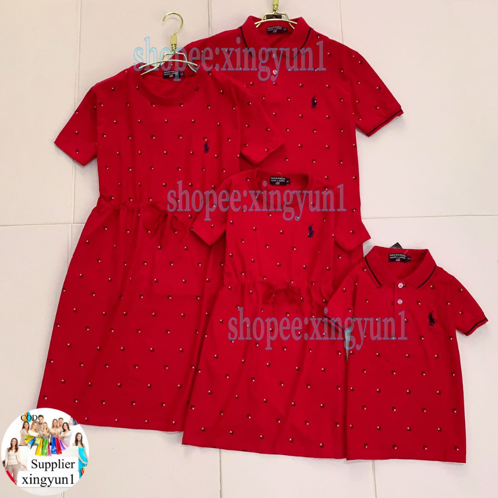 Domino fashion family polo shirt Dress W/pocket cotton / SJKD SJKG ...