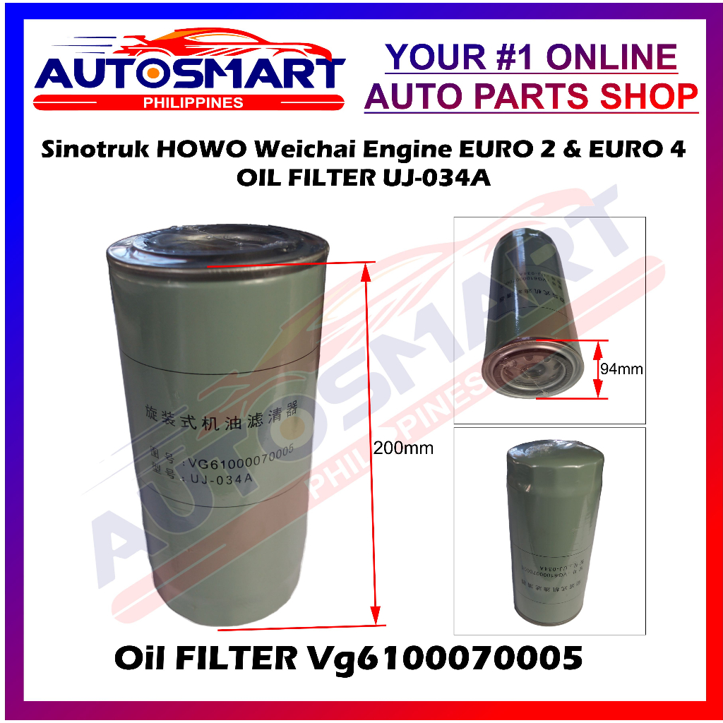 SINOTRUK HOWO OIL FILTER - VG61000070005 UJ-034A | Shopee Philippines