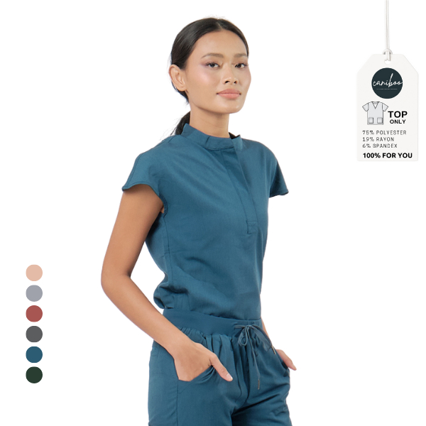 Caniboo AVA Womens Scrub Top- Medical Scrubs Triple Blend Fabric, No ...