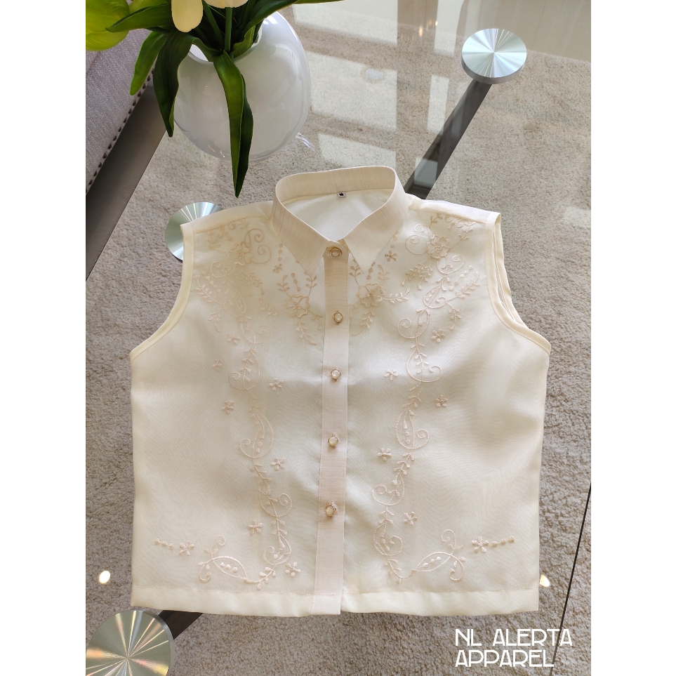 MODERN FILIPINIANA SLEEVELESS CROP TOP BARONG FOR WOMEN | Shopee ...